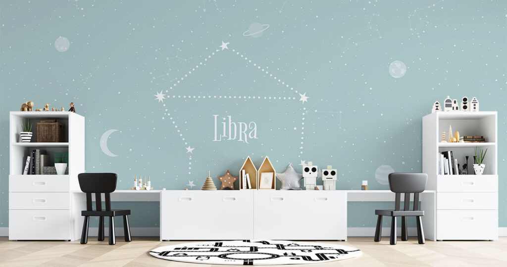 Horoscope wall mural - Libra. Custom printed design wallpapers.